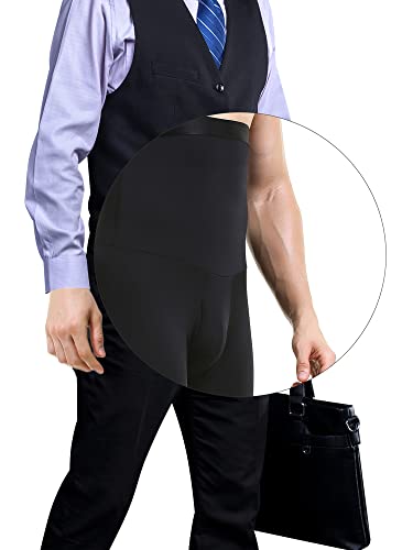 SHIONF Men Tummy Control Shorts High Waist Underwear Slimming Shapewear Body Shaper Leg Boxer Briefs (Black, Medium)