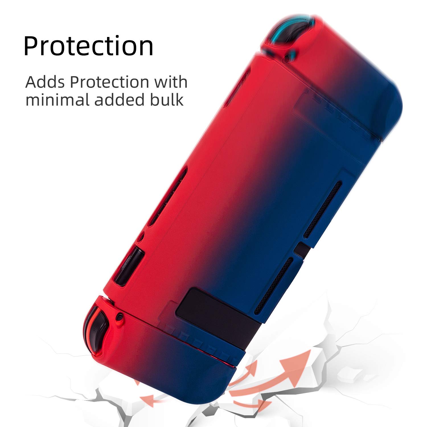 Cybcamo Protective Case Cover for Nintendo Switch, Hard Shell Case Handheld Grip for Nintendo Switch Console and Joy-Con Controllers with 2 Thumbsticks (Red & Blue)
