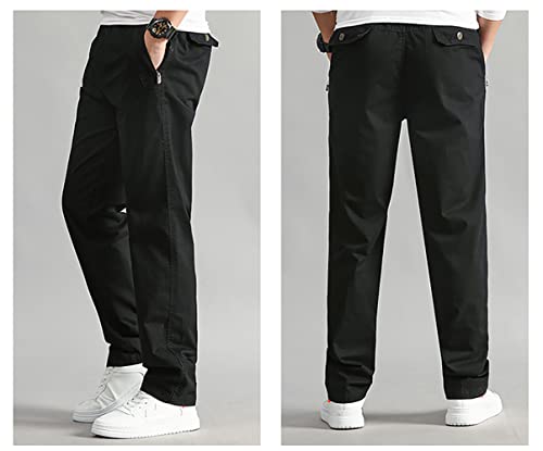 WZIKAI Mens Cargo Pants,Elastic Waist Sweatpants for Men Casual Long Trousers Light Jogger Pants Black XL