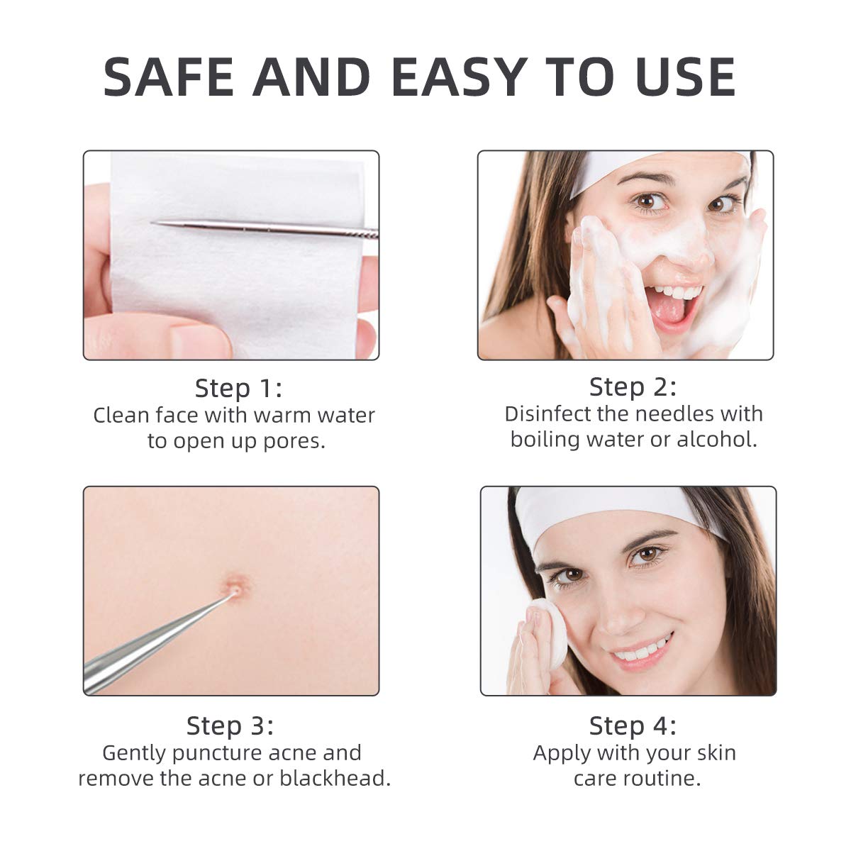 DUcare Blackhead Remover Tools 9 Pcs Pimple Popper Tool Kit with Metal Case for Pimples, Blackheads, Zit Removing, Forehead