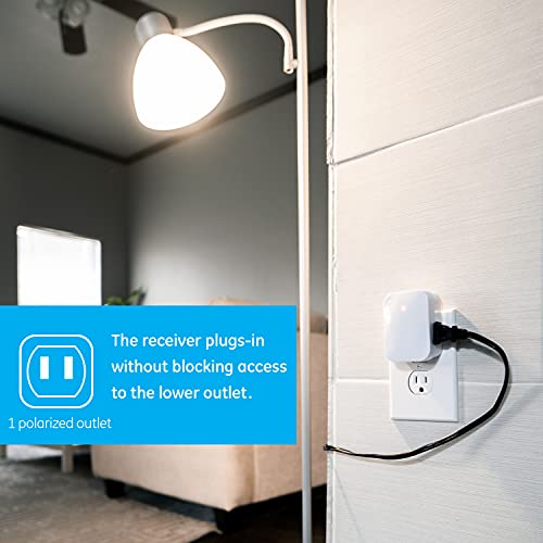 mySelectSmart GE Dimmable Wireless Control Switch, On/Off & Full, 1 Outlet, 150 ft. Range from Plug-in Receiver, Ideal for Lamps & Indoor Lighting, No Wiring Needed, 37781, Dimming Remote