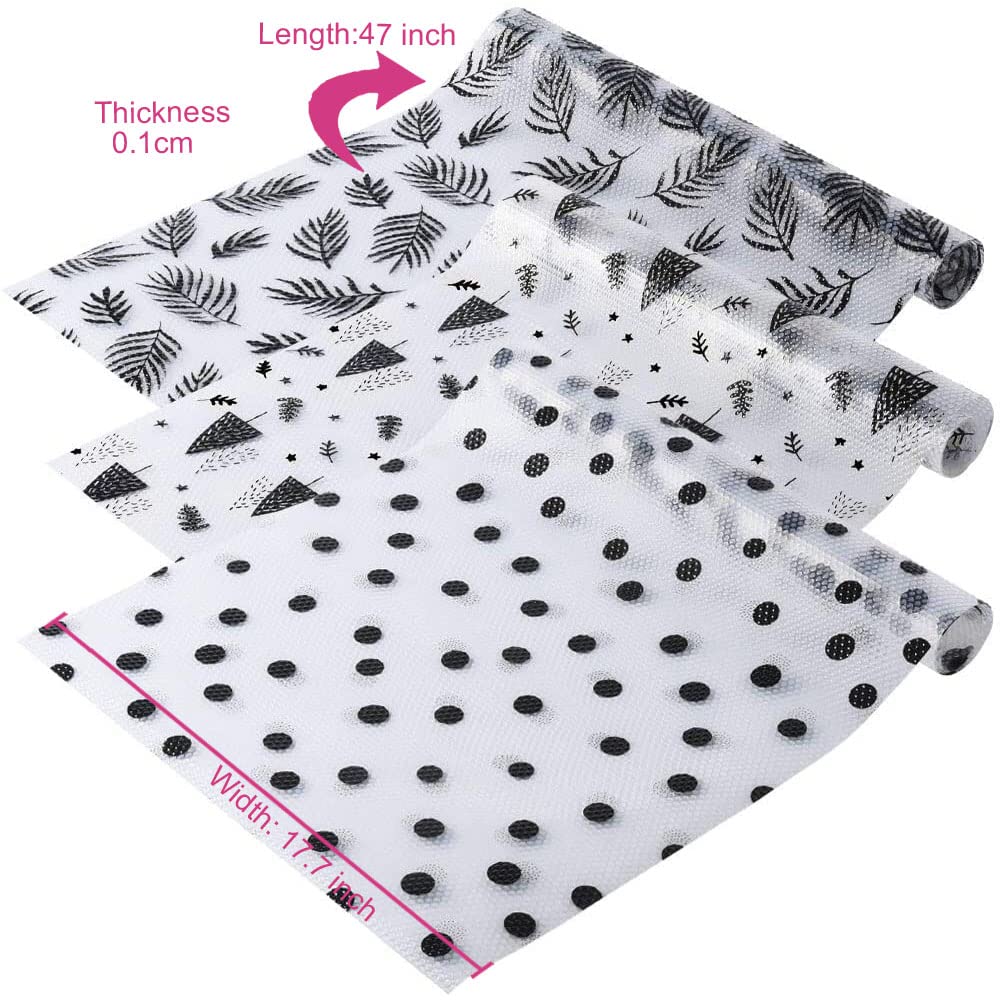 CYHomelife Shelf Liner for Kitchen Cabinets,Fridge Shelf Mats Non-Adhesive Drawer Liner Non-Slip Refrigerator Liner Waterproof Fridge Pad Cupboard Mat Easy Placemats,3 roll 17.7 ×47.2 inches