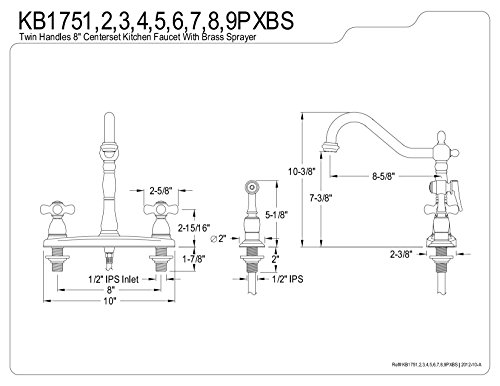 Kingston Brass KB1755PXBS Heritage 8-Inch Centerset Kitchen Faucet, Oil Rubbed Bronze