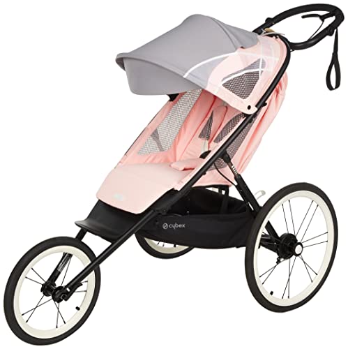 CYBEX AVI Jogging Stroller Seat Pack (Frame not Included),Compact Fold for Storage,Height-Adjustable Handlebar,One-Handed Steering,Rear-Wheel Suspension & Handbrake,For Infants 9 months+,Silver Pink