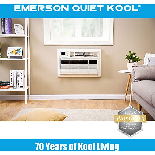 Emerson Quiet Kool 14,000 BTU 230V 4 in 1 Through-the-Wall Air Conditioner, Heater, Dehumidifier, and Fan, For Rooms up to 700 Sq. Ft., with Remote Control and 24H Timer