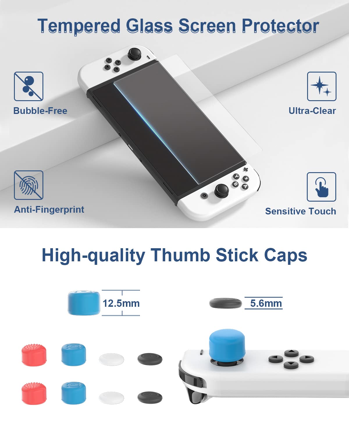 Dockable Case for Nintendo Switch OLED 2021 [New Upgrade], RTTACRTT Protective Case Cover for Nintendo Switch and Joy Con Controller with Screen Protector and 6 Thumb Grip Caps