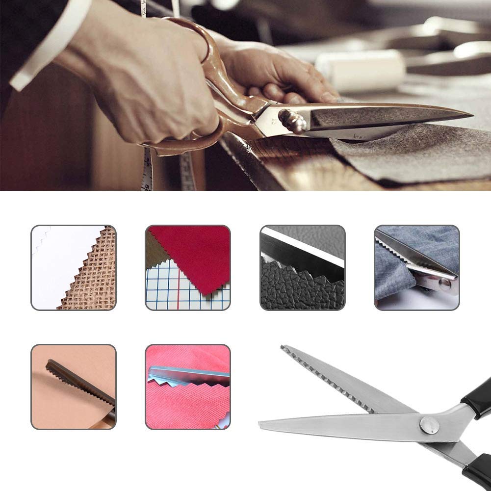 FTVOGUE Pinking Shear Stainless Steel Fabric Round/Triangle Edge Scissors Tailor Dressmaking Sewing Tool(5mm)