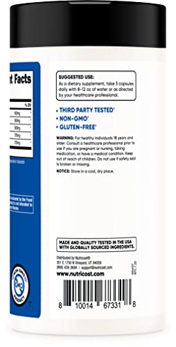 Nutricost Nitric Oxide Booster 750mg, 180 Capsules - 2250mg Per Serving - Gluten Free and Non-GMO