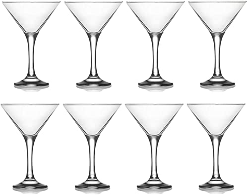 epure Milano Collection 8 Piece Stemmed Martini Glass Set - For Drinking Martinis, Manhattans, Vodka, Gin, and Cocktails (Martini Glass (6 oz))
