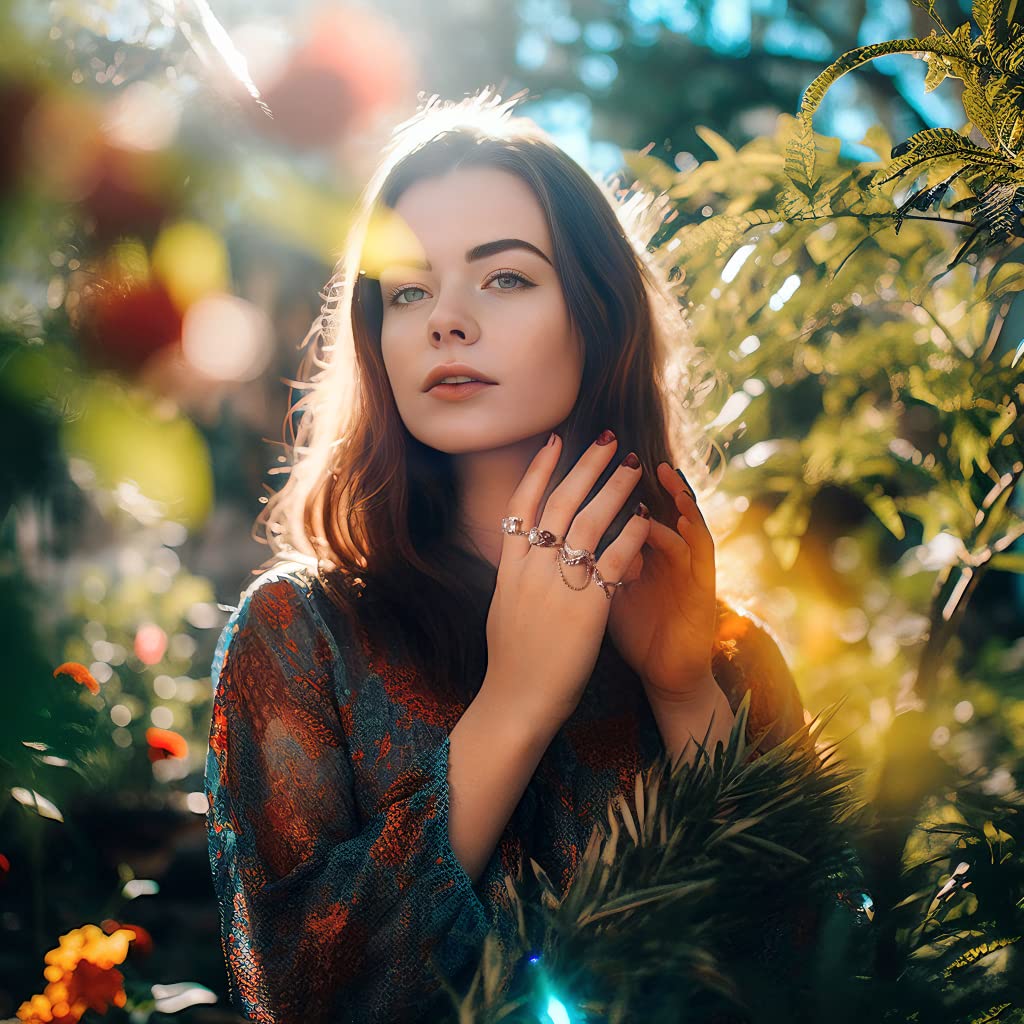 Gbinitail 4Pcs Nature-Inspired Adjustable Silver Ring Set - Platinum-Plated Stackable Rings with Zirconia, Pearl, Twig & Chain Details for a Unique Aesthetic, Size 5.5-7.5