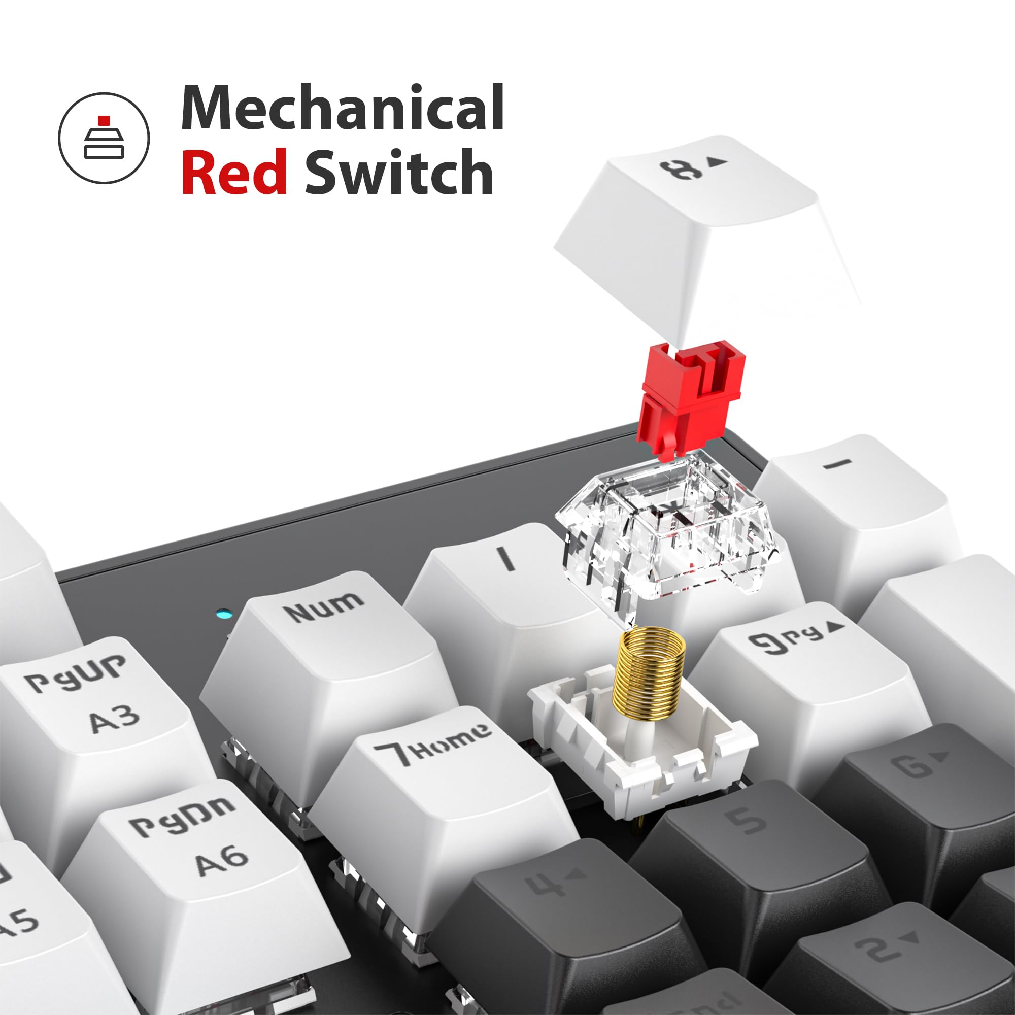 Fogruaden 60% Mechanical Keyboard, 61 Keys Gaming Keyboard with PBT Keycaps and 3 Extra Dye-Sub keycaps, Rainbow Backlit, Wired NKRO for PC/Mac Gamer