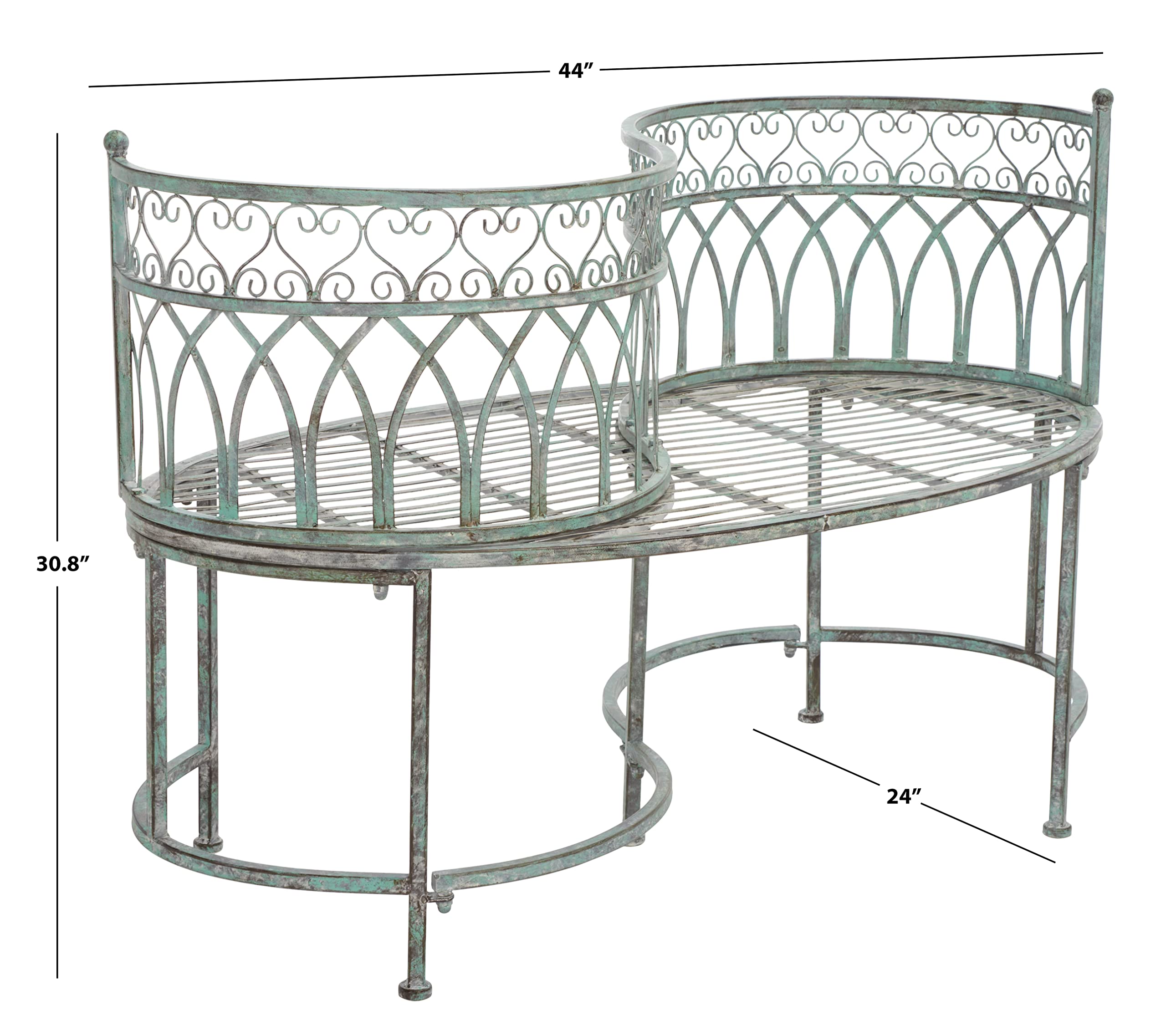 SAFAVIEH Outdoor Collection PAT5005 Bench, Antique Dark Green