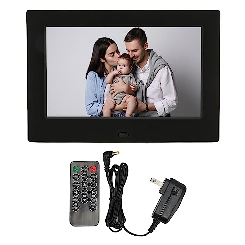 Digital Photo Album, 100‑240V 7 Inch HD 1080P Digital Photo Frame Background Music Calendar Function for Advertising (US Plug)
