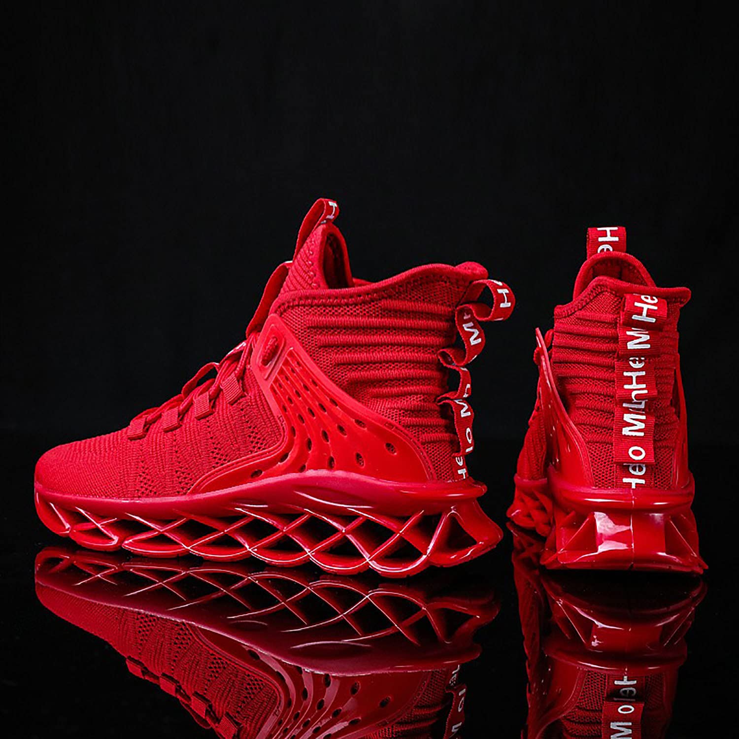 DUDHUH Running Shoes for Men Comfortable Athletic Cross Trainer Casual Walking Fashion Mens Tennis Sock Sneakers Red