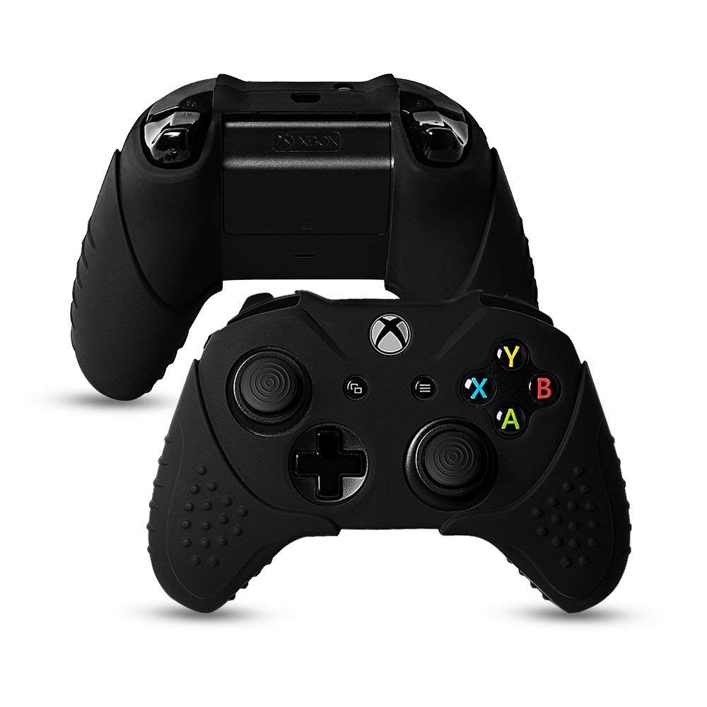 Cybcamo Silicone Skin Cover Grip Set for Xbox One X & One S Controller, Anti-slip Protector Case for Microsoft Xbox 1 Controller with 8 Thumbstick Caps (Black)