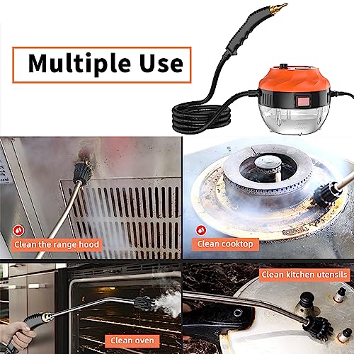 MYWUBAO Handheld Steam Cleaner High Temperature Pressurized Steam Cleaning Machine Portable Car Steamer with Brush Heads for Car Detailing, Kitchen, Bathroom, Grout and Tile(orange)