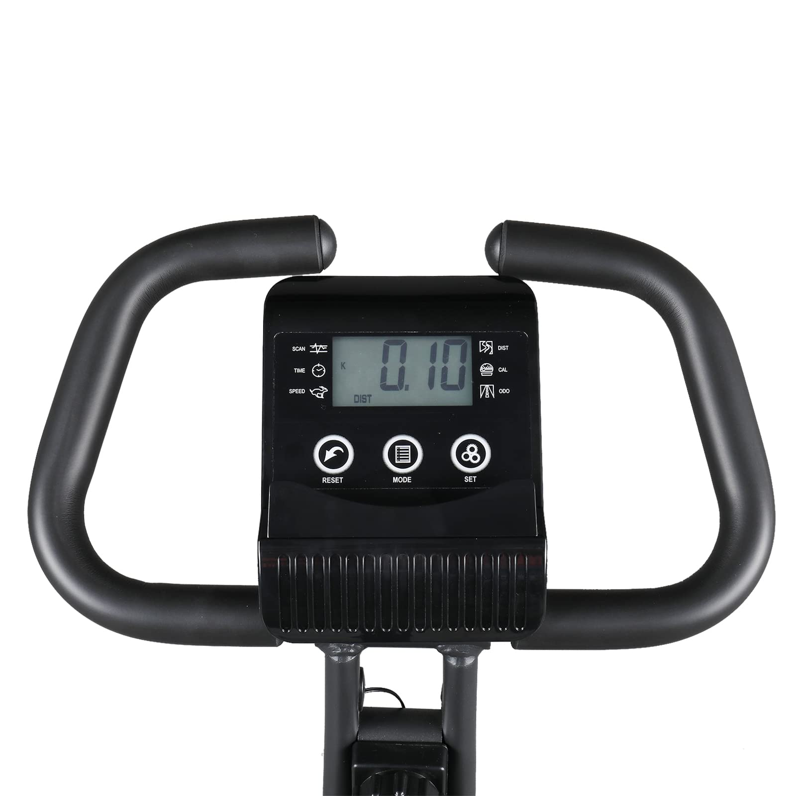 Foldable Exercise Bike Stationary Bikes Cycling Workout Machine for Fitness & Cardio Exercise for Home Indoor Cycle w/LCD Display, 8 Level Resistance, Adjustable Height & Comfortable Handle, BLACK