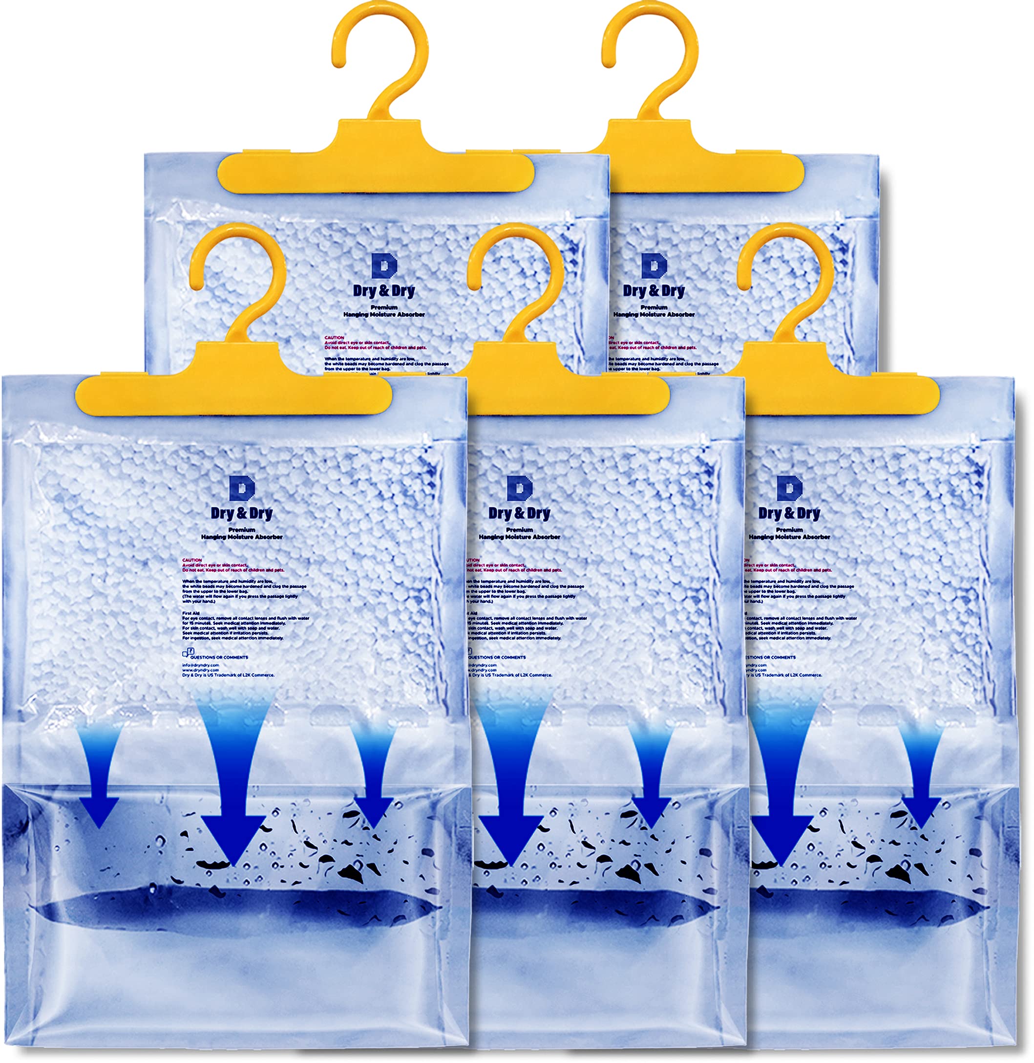 Dry & Dry 5 Pack[14 OZ] Premium Moisture Absorbers Dehumidifiers for Home Dehumidifier for Basement Dehumdifiers for Bedroom Small Dehumidifiers - Dehumidifiers Moisture Absorber