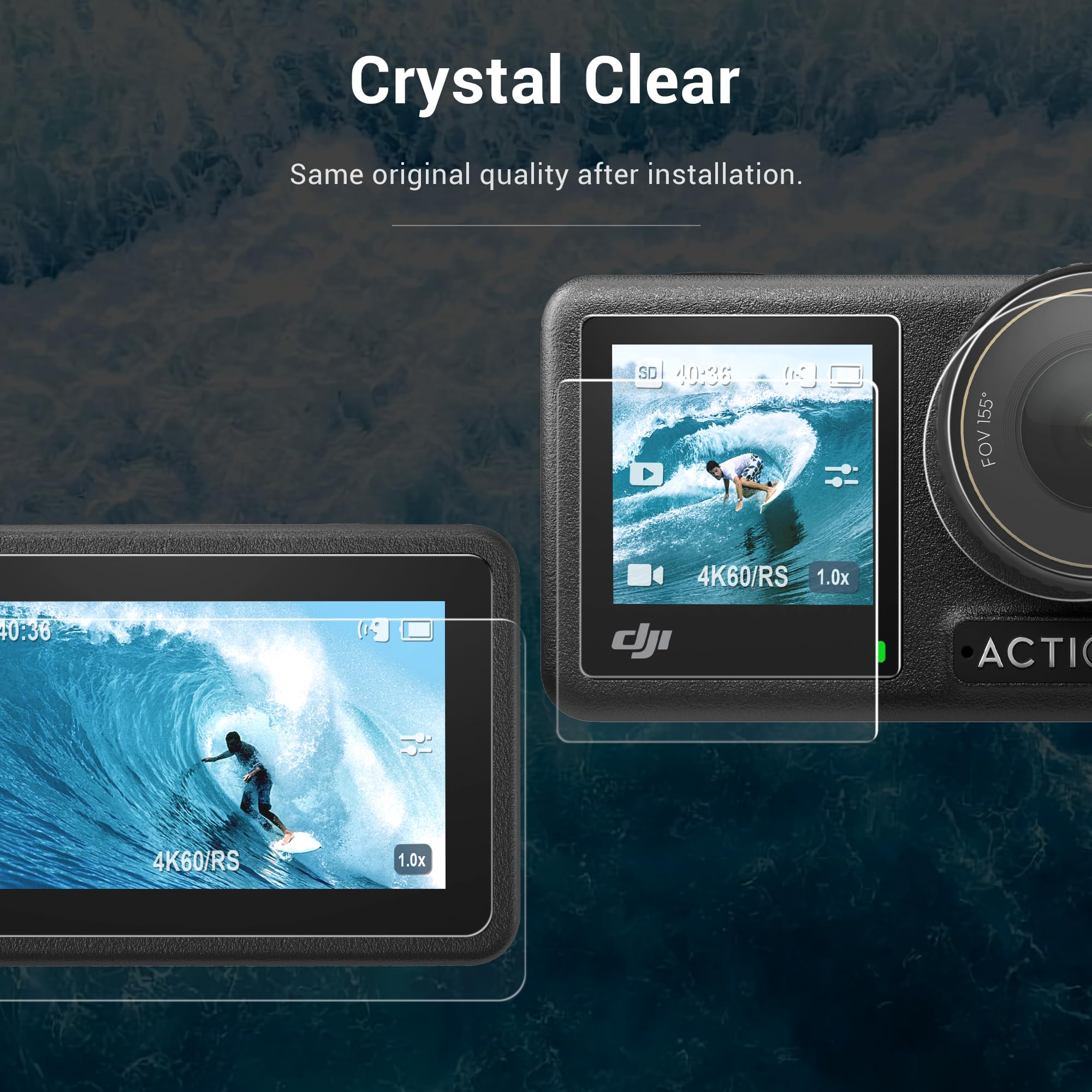 CYNOVA DJI Osmo Action 4 Screen Protector, Ultra Clear Screen Protector Tempered Glass for DJI Osmo Action 4 Accessories, Osmo Action 4 Lens Protector + Tempered Glass LCD Display Film, 9H Hardness
