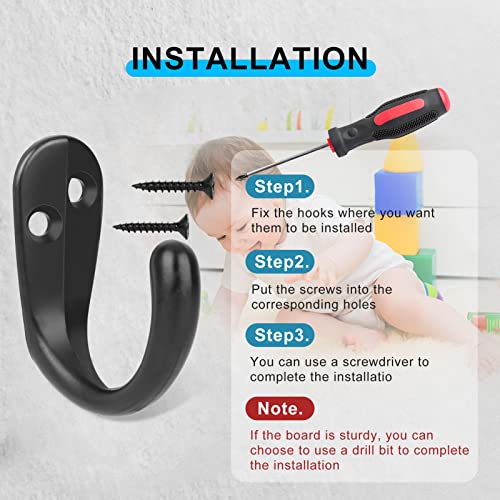 Mzizi Dco Wall Hooks,Coat Hooks Wall Mounted,Single Metal Hooks, Heavy Duty Wall Hooks for Hanging Hat Towel Robe Bag Jacket Clothes (Black 15PCS)