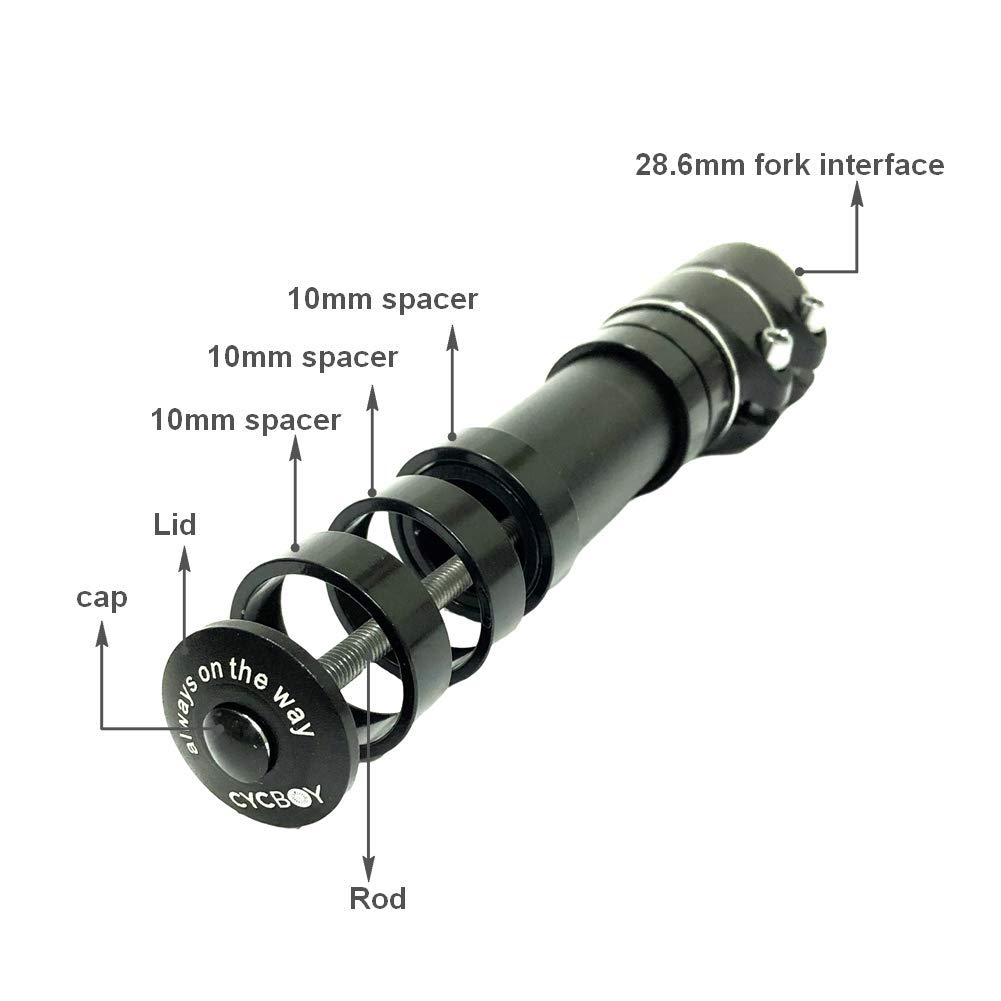 CYCBOY Bike Stem Riser Extender 138mm MTB Bicycle Handlebar Adapter Extension with 2 Hex Tool for 1-1/8'' Fork Road Bike, Mountain Bike, BMX, Fixie(Black)