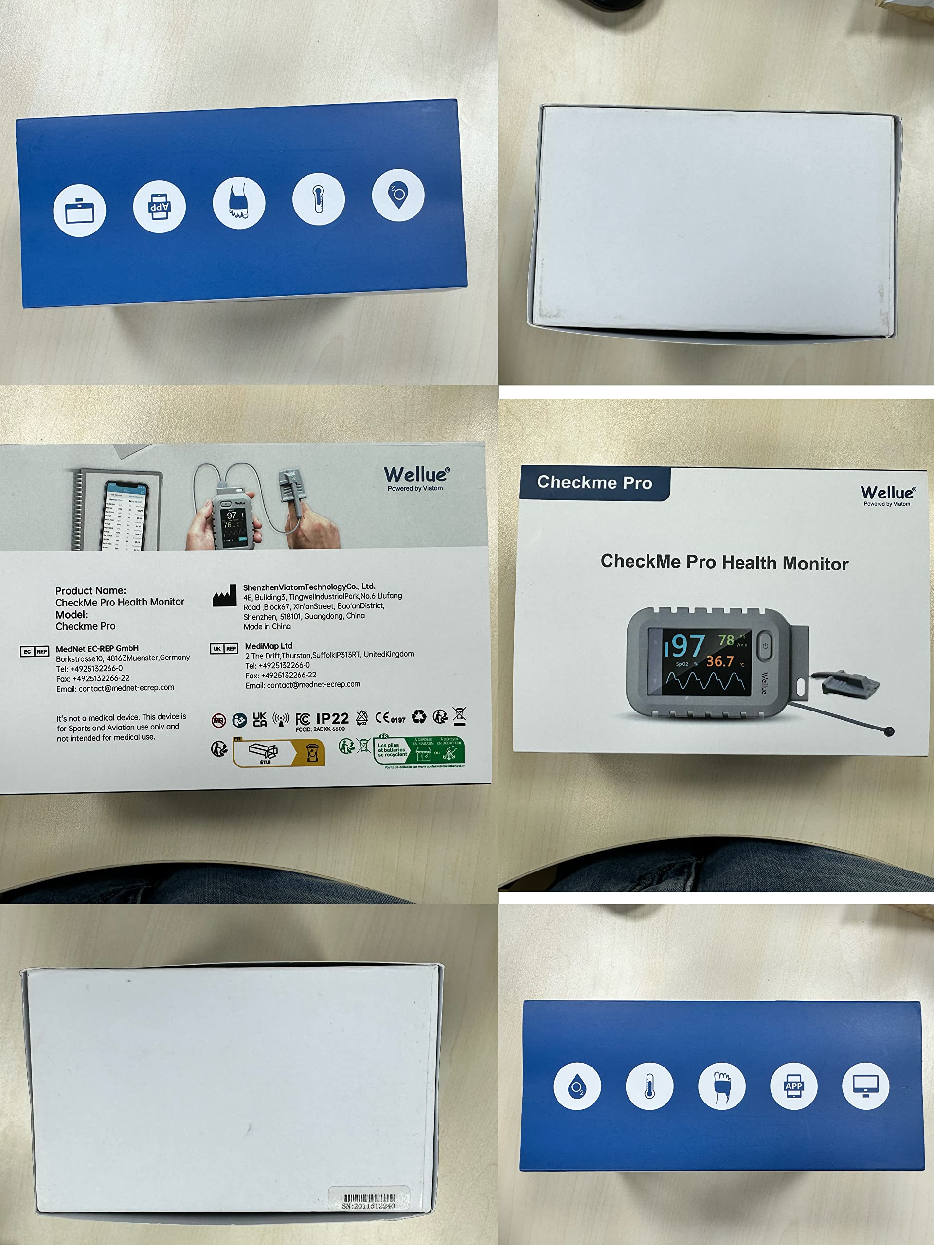 Wellue Smart Pulse Oximeter for Adults and Infant, Handheld Oxygen Monitor for SpO2&HR&body temperature, Rotatable Touchscreen, Free APP&PC Software (checkmepro)