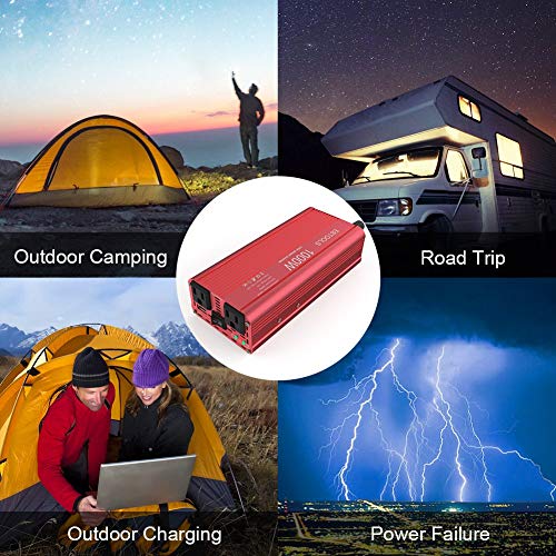 Duokon Inverter Adapter Power Converter, 1000W /2000W Inverter 12V DC to 110V AC Car Converter with 2 AC Out