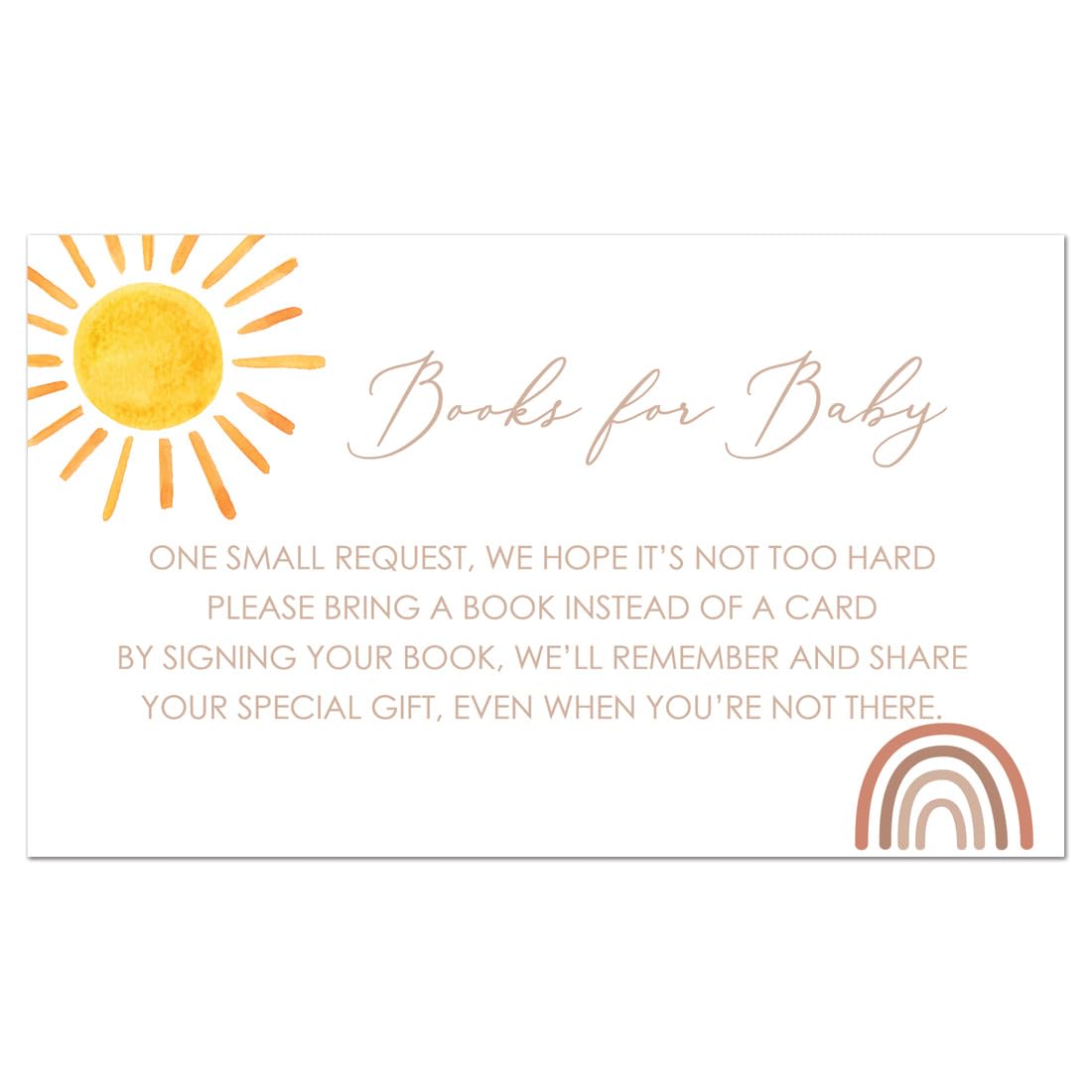 InvitationHouse 48 Boho Sunshine Books for Baby Insert Cards