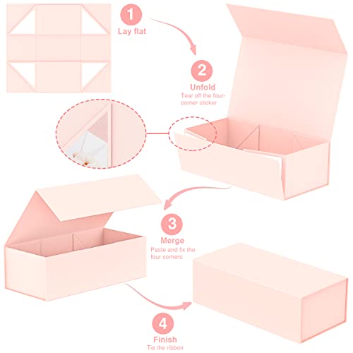 MONDEPAC Gift Box with Magnetic Closure Lid 12" X 6" X 4" for Presents,Luxury for Gift Packaging, Bridesmaid Gifts Box, Magnetic Gift Box for Gifts,Birthday Gift Box,Christmas Gift Box (Pink)
