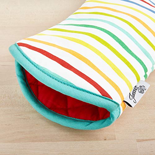 Fiesta Tropical Stripe Oven Mitt Set, 7"x13", Multicolor/Aqua/Yellow/Red/Blue, 2 Piece