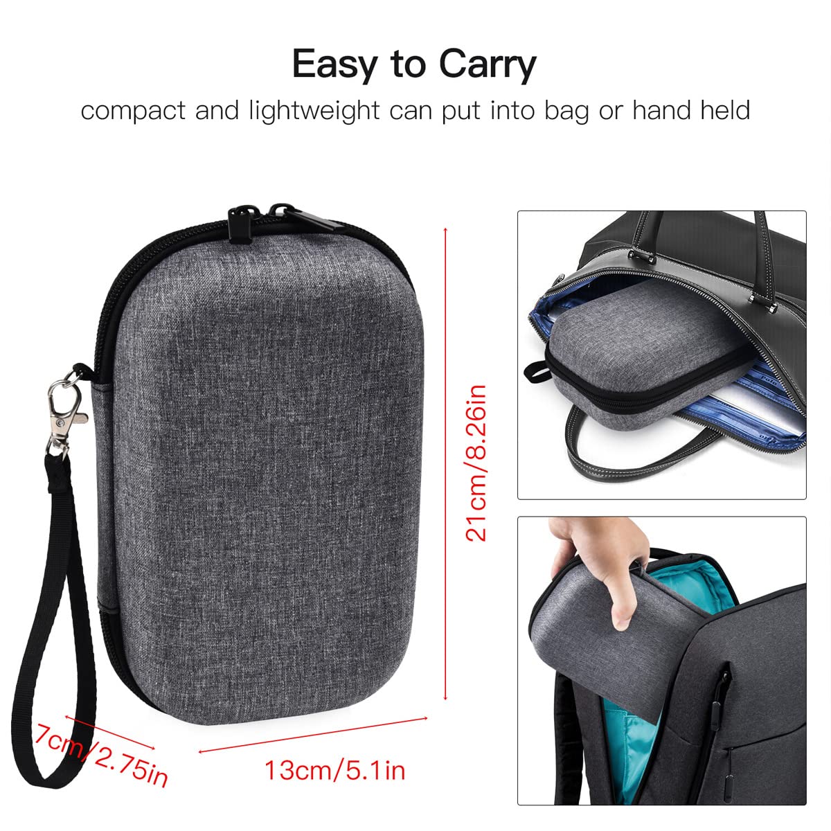 External Hard Drive Carrying Case for LaCie Rugged Mini/USB-C,Seagate Backup Plus/Portable,WD/Toshiba Canvio/SanDisk 1TB 2TB 4TB 5TB HDD SSD,USB Cable SD Cards Charger Organizer Shockproof Bag-Grey