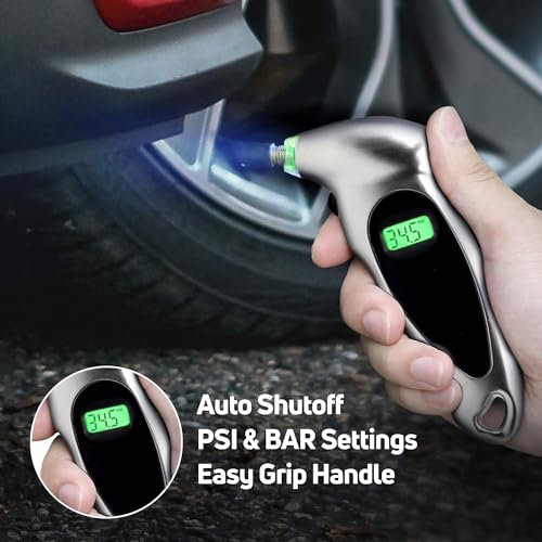 Digital Tire Pressure Gauge β Backlit Air Measurement Checker Tool for Bikes, Cars, Trucks - by Hydraulax
