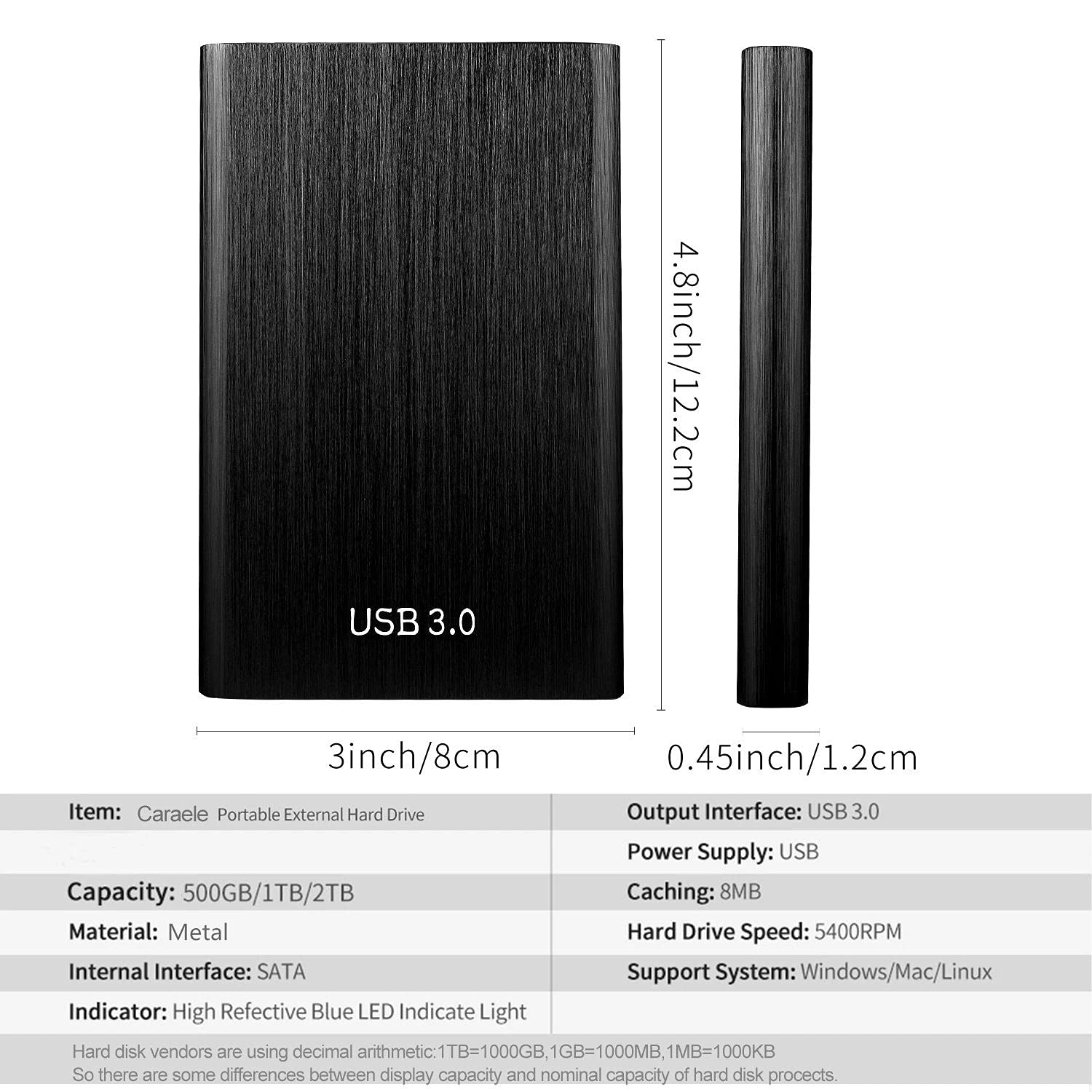 External Hard Drive 2TB Portable Hard Drive for Mac, Desktop, PC, Laptop, Ultra Slim Portable External Hard Drive(2TB Black)