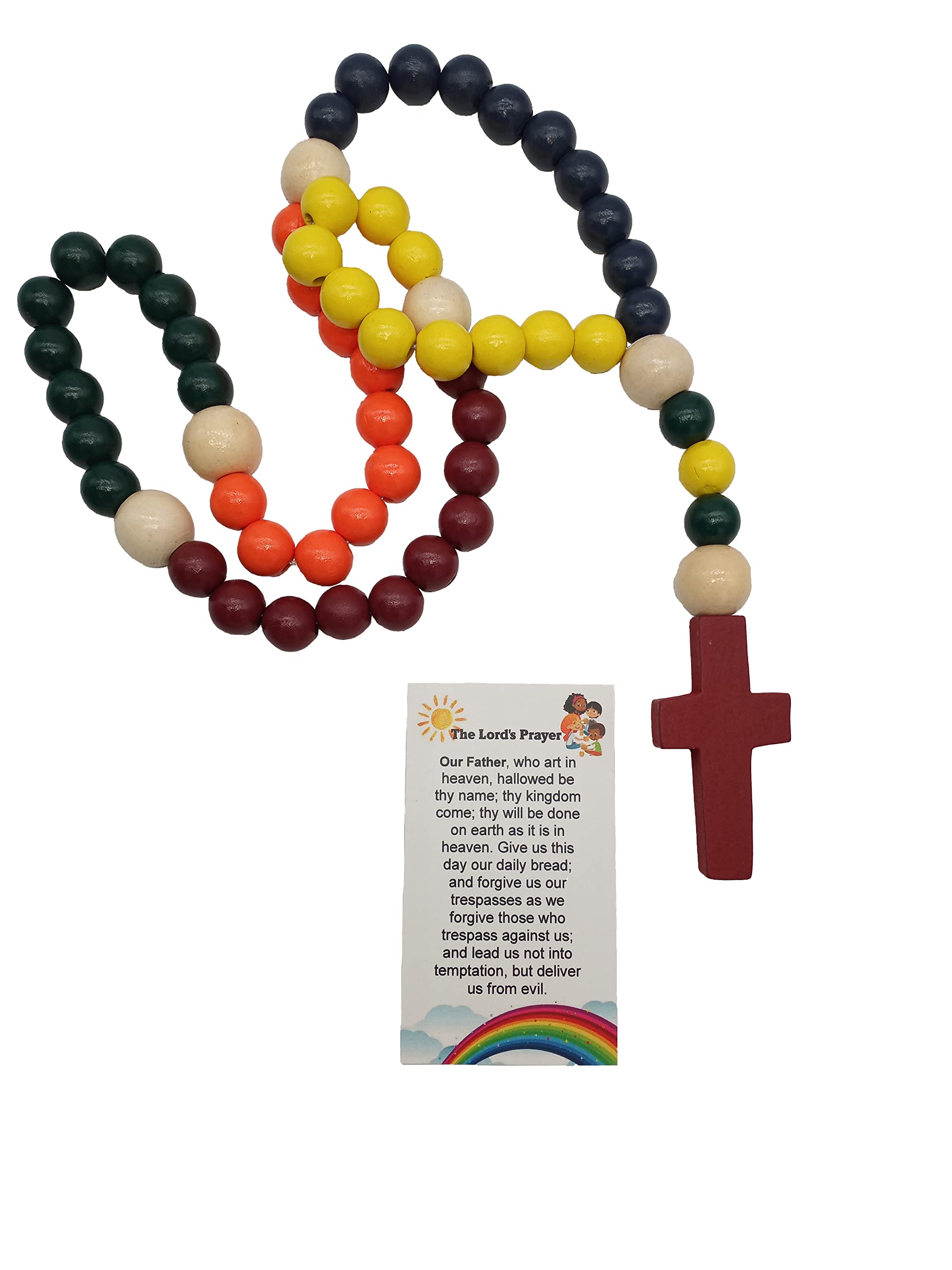 Westman Works Children's My First Rosary for Kids Baptism Set with Large Wood Bead with Drawstring Carry Bag Pouch