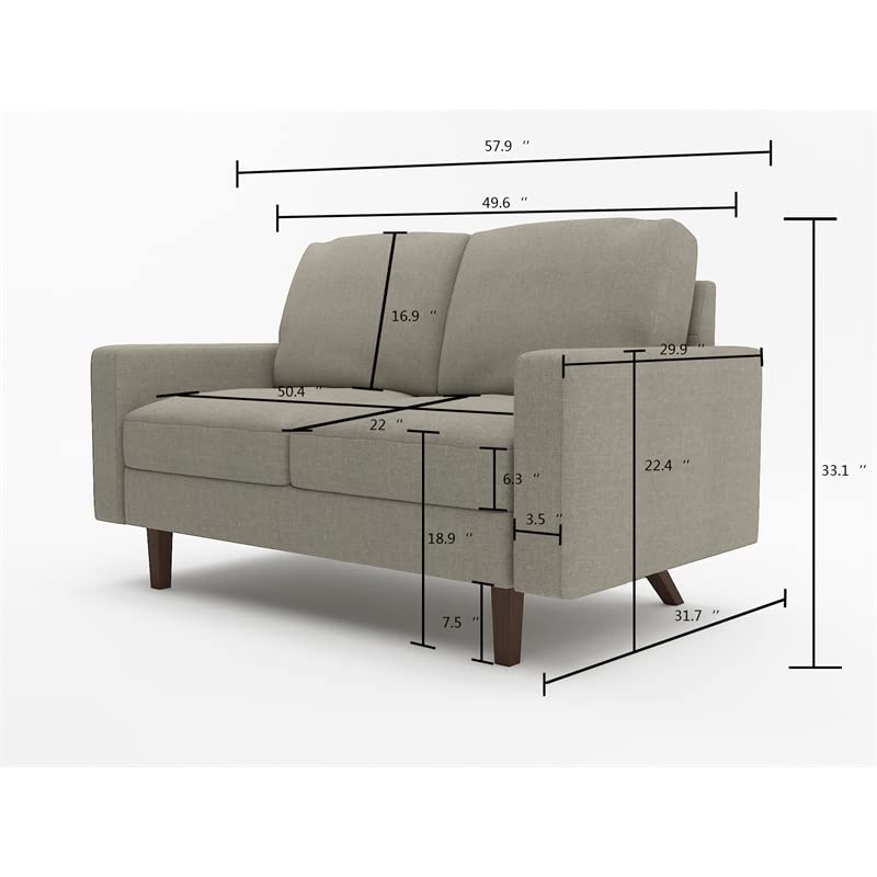Kingway Furniture Aneley Faux Leather Living Room Loveseat in Black