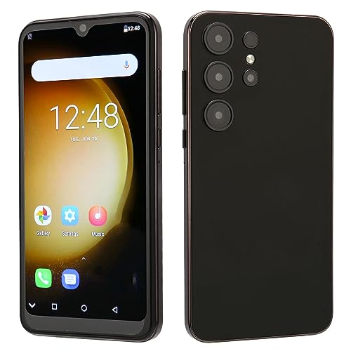 Yunseity Unlocked Smartphone, S23+ Ultra 6.26 Inch FHD Screen Ultra Thin Smartphone 4GB RAM 64GB ROM, 5MP+8MP Cameras, MTK6580A CPU Face Recognition Cellphone for Android 10.1 (Black)