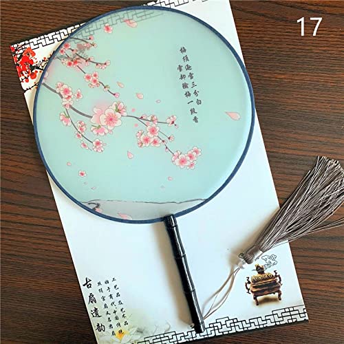 Folding Fan Chinese Style Round Fan with Wooden Handle Portable Printed Vintage Fan Dance Wedding Favors Fan (9)