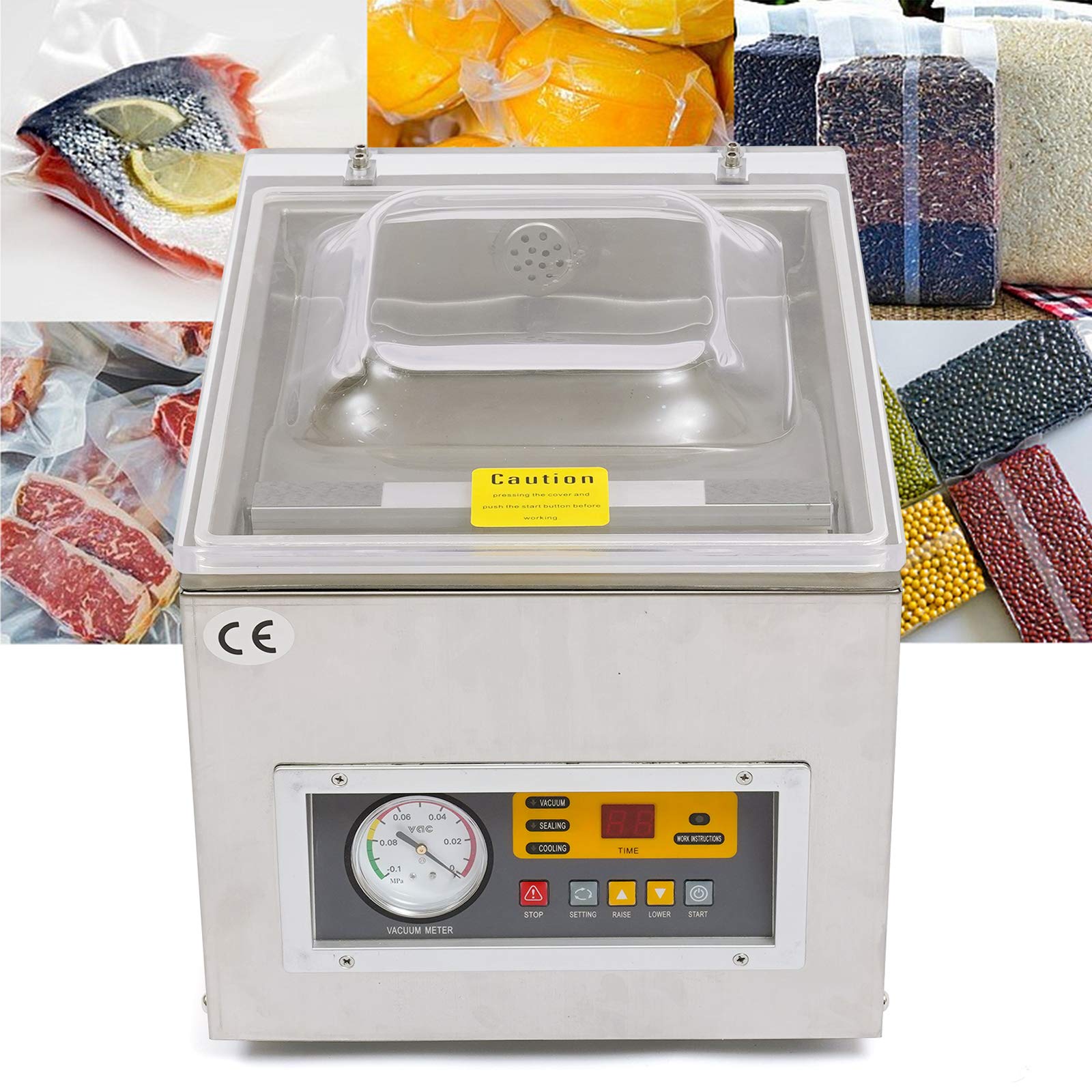 Digital Vacuum Packing Sealing Machine Sealer Commercial Desktop Sealer Chamber Packaging Industrial Chamber Kitchen Food 120W 110V
