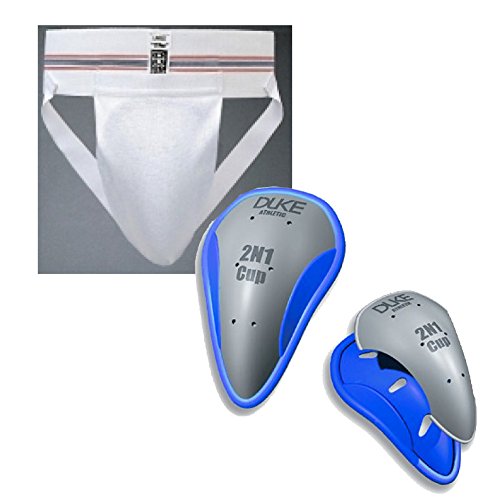 Duke Athletic Adult Supporter with 2N1 Cup, White, Large