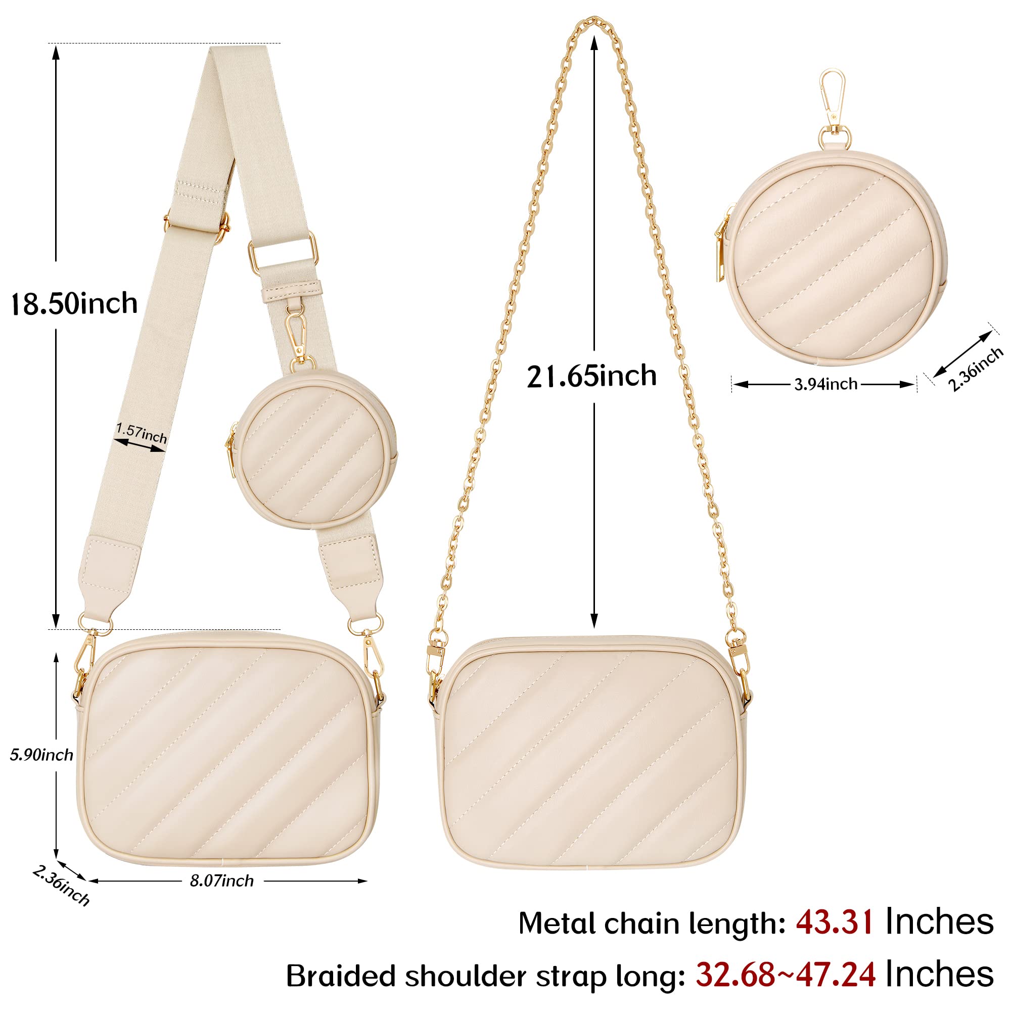 GEEAD Small Quilted Crossbody Bags for Women Trendy Design Shoulder Purse with Round Zip Bag