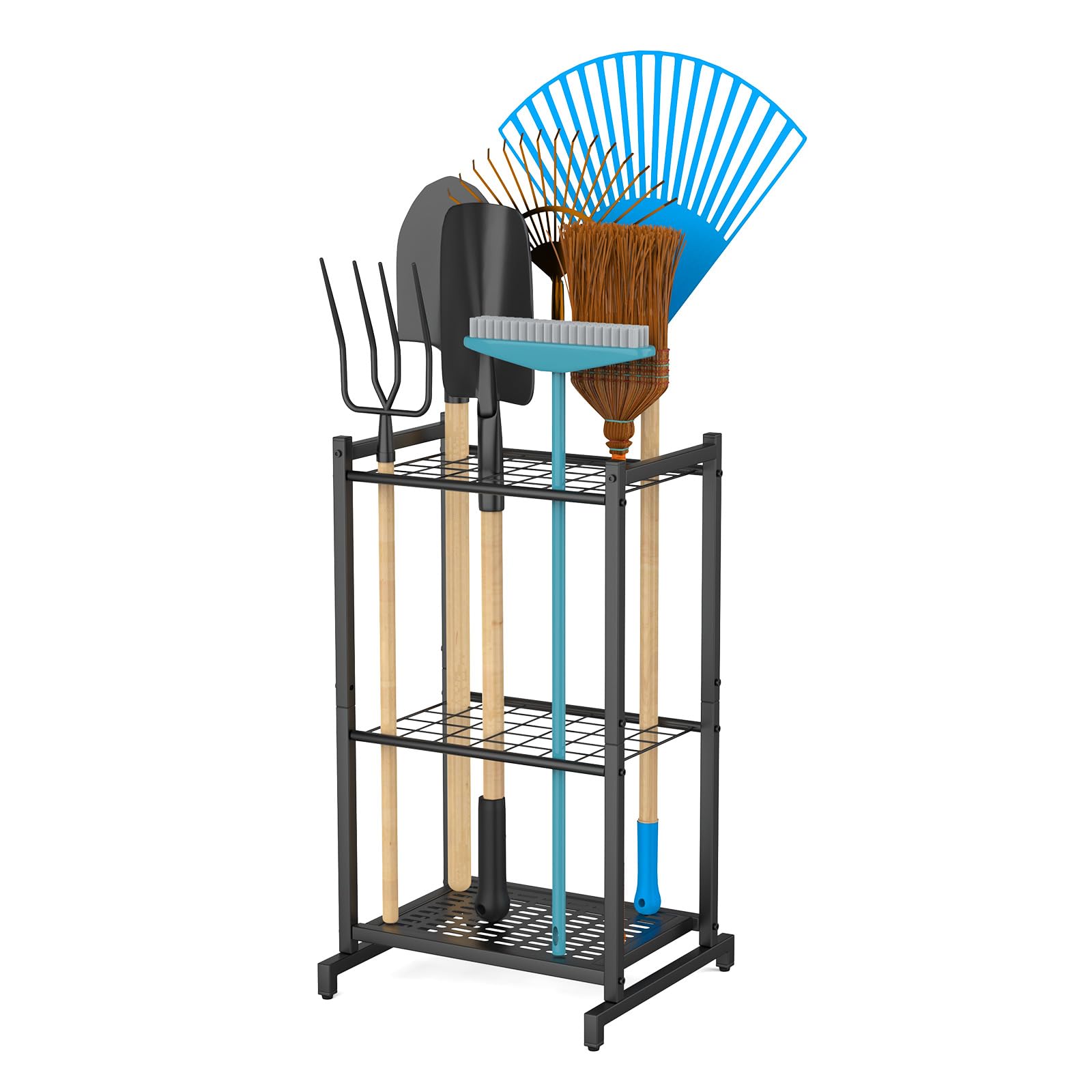 KDSOM Garden Tool Organizer for Garage,Garden Tool Storage Rack with Wheels,Yard Tool Holder for Garage, Shed, Outdoor, Tool Stand