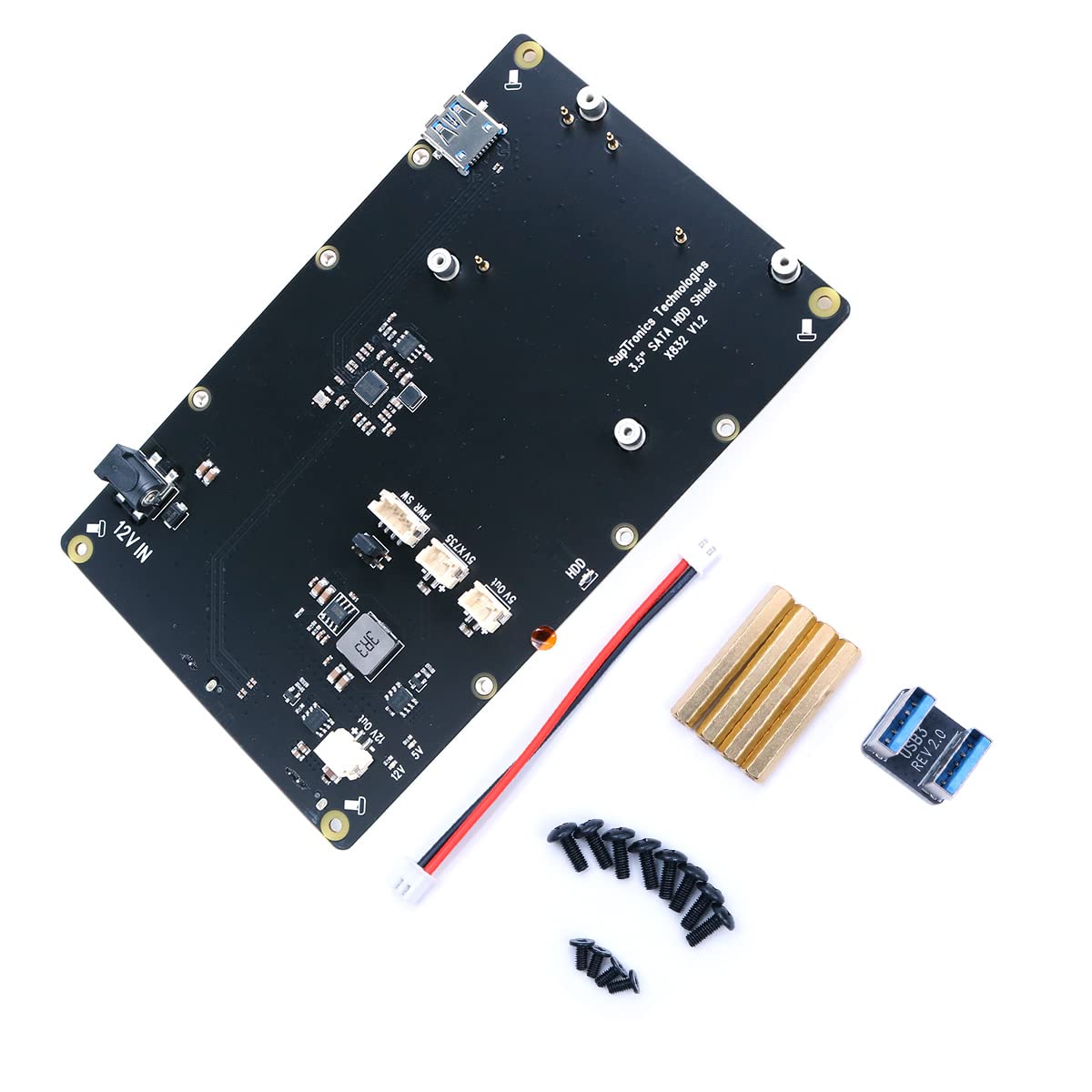 DollaTek X832 3.5" SATA HDD Shield for Raspberry Pi 1 Model B+/ 2 Model B / 3 Model B / 3 Model B+ / 4 Model B