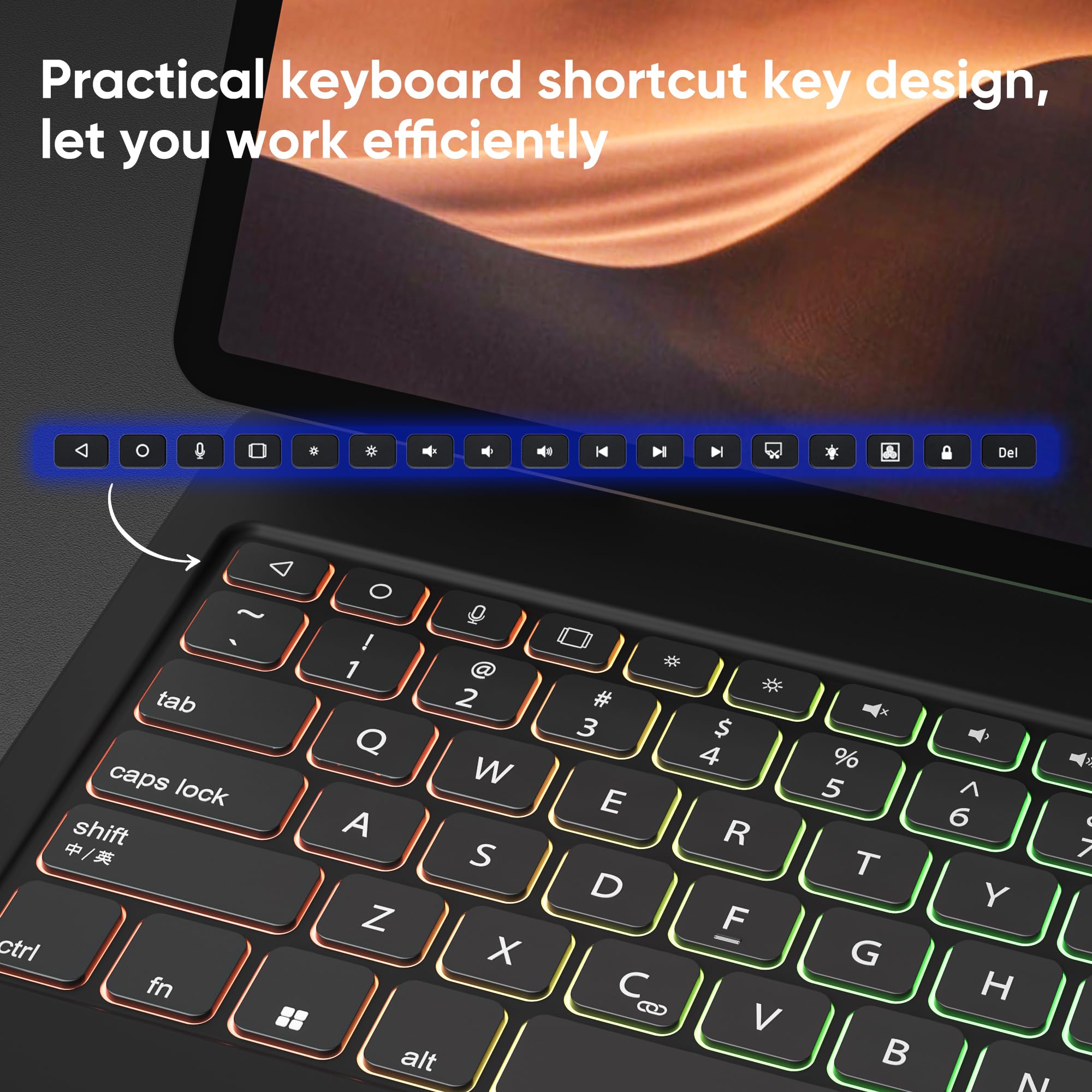 doqo for Samsung Galaxy Tab S7 FE Keyboard case 12.4“ Magnetic Galaxy Tab S7 FE 5G 2021 Case with Keyboard with Touchpad Bluetooth Backlit Floating Cantilever Stand, Slim Cover Folio Tablet Black