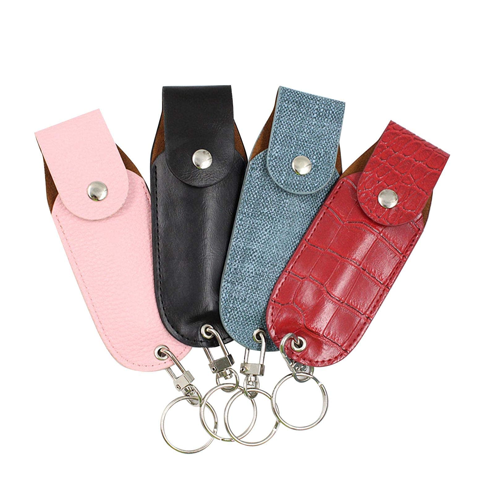 Doukedge Spray Pouch OC/Mace Spray Holder Leather Case for MK3 Canister, Soft Case & Key Ring Pepper Spray Belt Holster (Pepper Spray Not Included, Random Color)