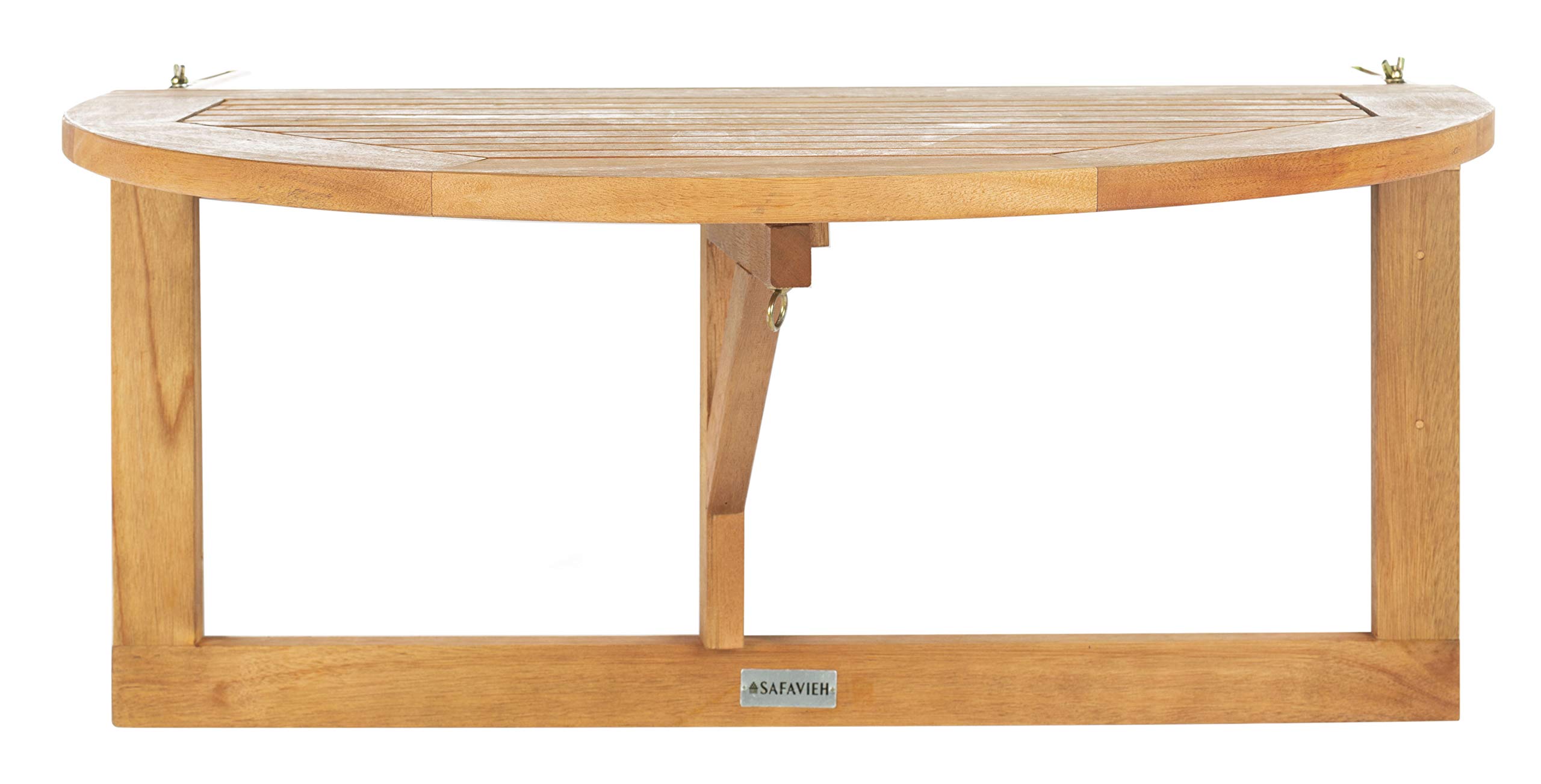 Safavieh PAT7045A Outdoor Collection Owens Natural teak wood Balcony Hanging Half Table