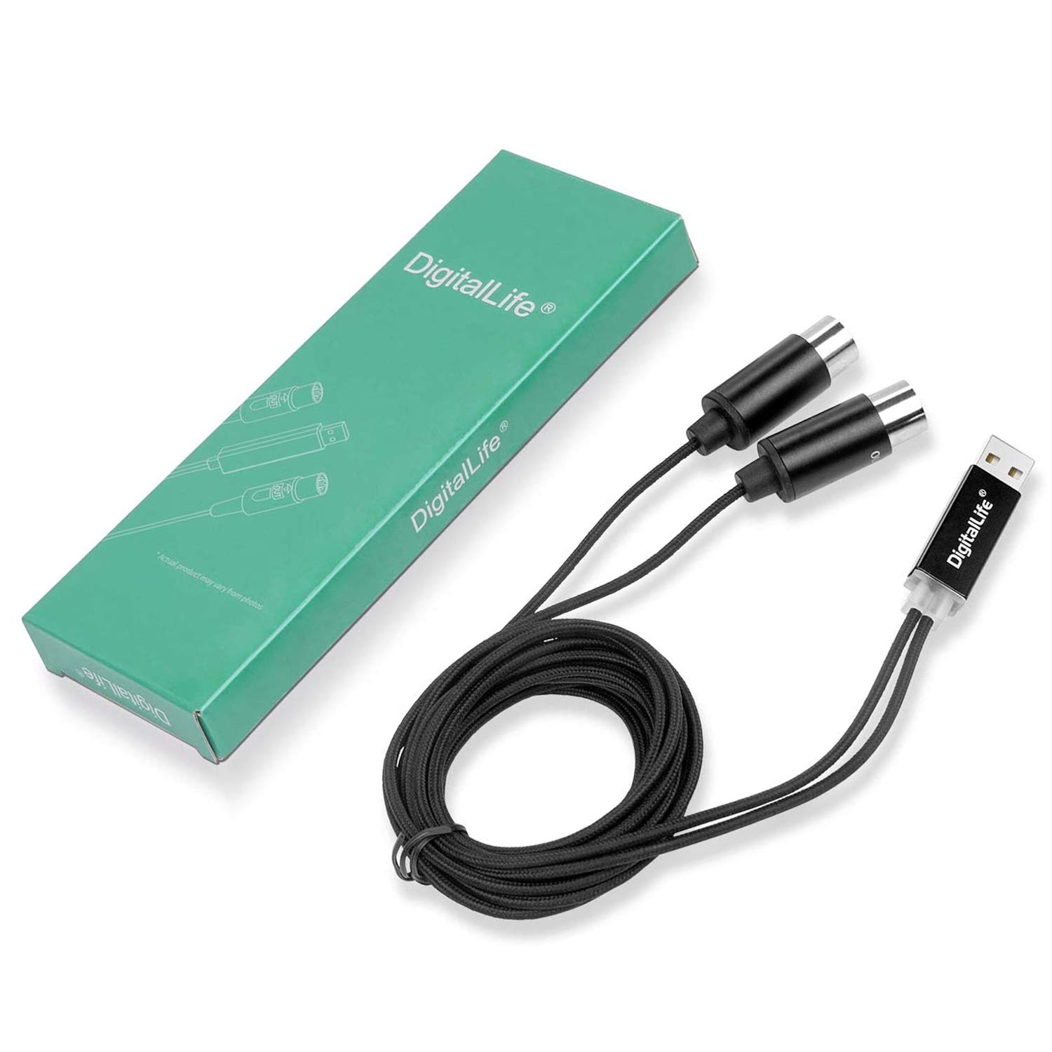 DigitalLife MD1001 | USB to MIDI Interface Converter Adapter with LED Indicator (5-Pin, 1 in/Out)