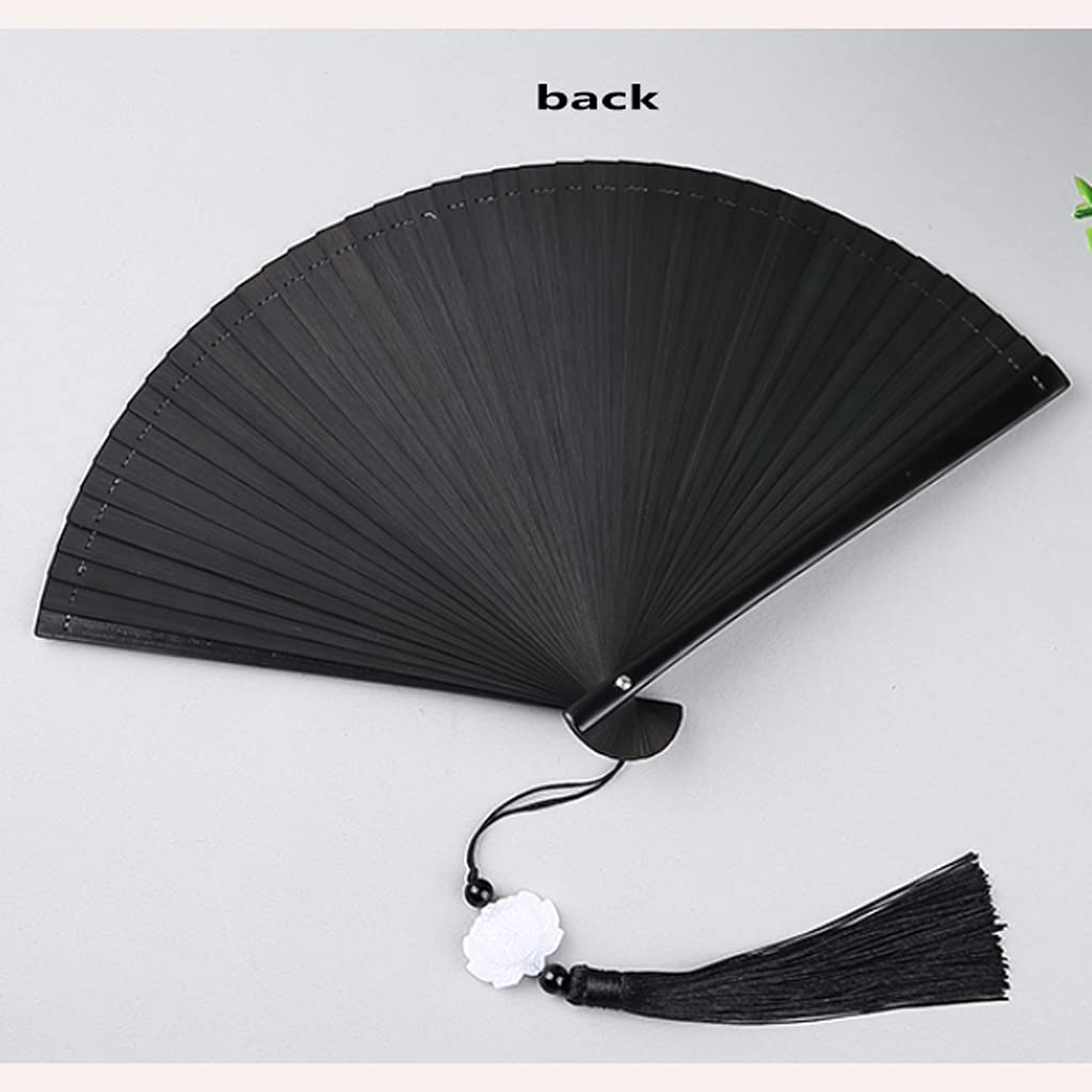 Folding Fan Hand Fan All Bamboo Fan Folding Fan Chinese Style Female Handmade Japanese Ancient Style Folding Hanfu Dance Fan Portable Fan (Blue)