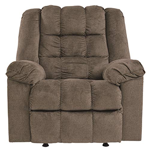 Signature Design by Ashley Drakestone Tufted Manual Rocker Recliner with Lumber Heat and Massage, Light Brown