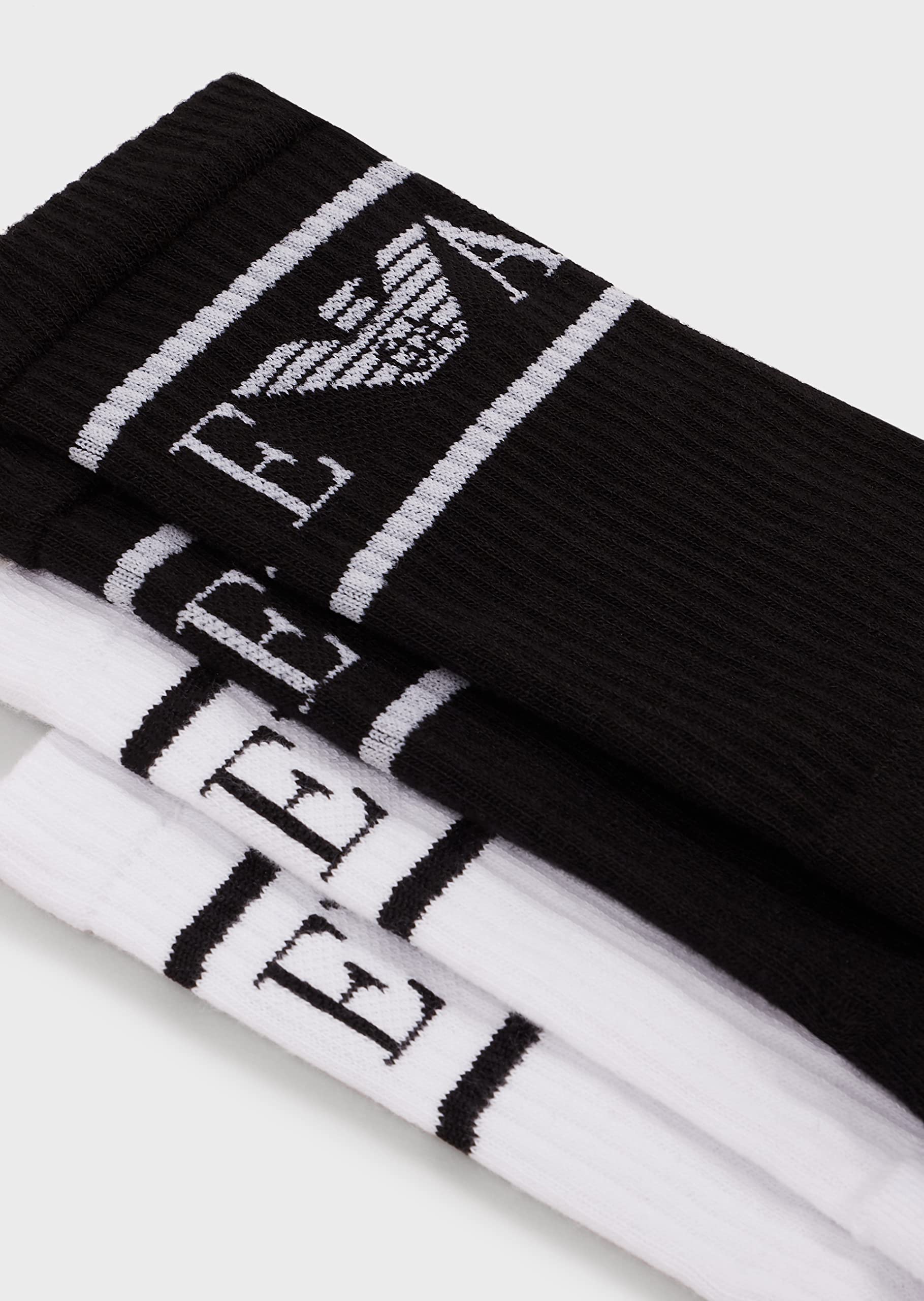 Emporio Armani mens Sporty 2-pack Short Socks, White/Black, One Size US