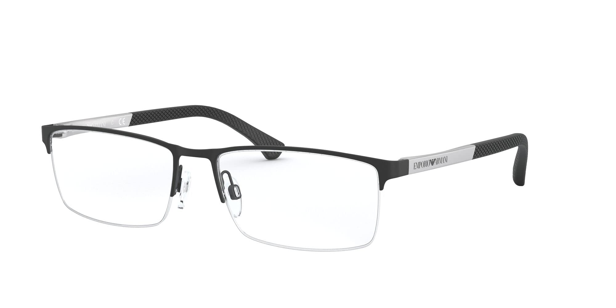 Emporio Armani Men's EA1041 Rectangular Sunglasses, Rubber Black/Demo Lens, 55 mm